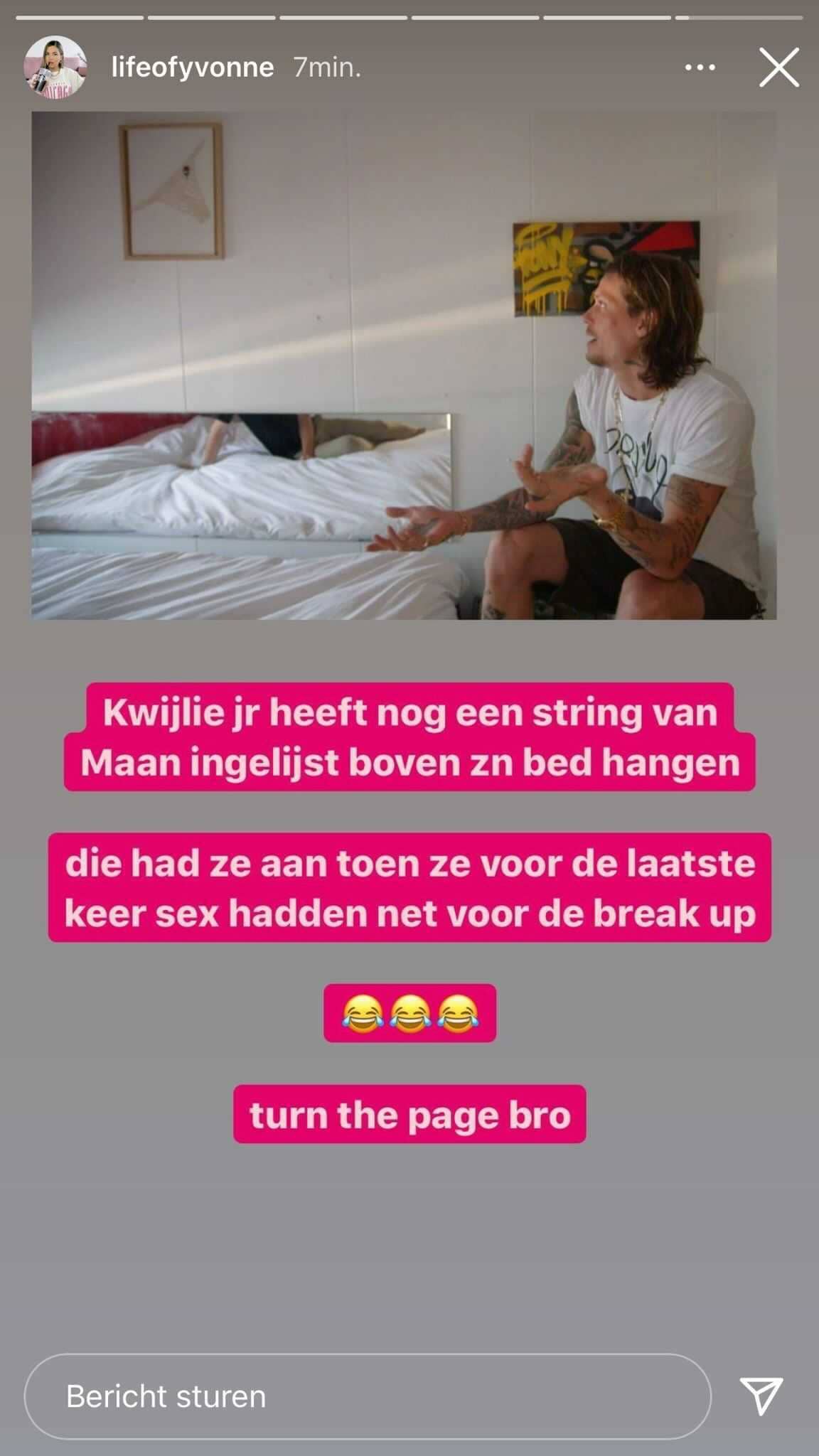 Tony jr. heeft een string van ex-vriendin Maan boven het bed hangen