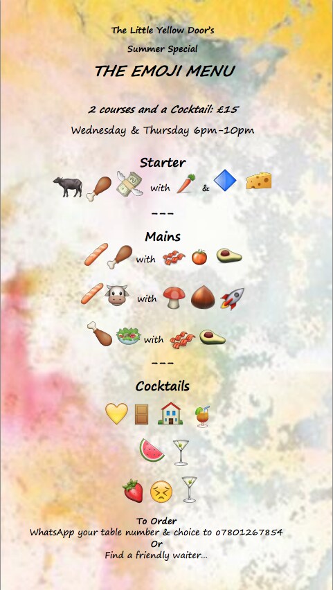 Briljant: Londens restaurant komt met met volledige emoji-menukaart ...